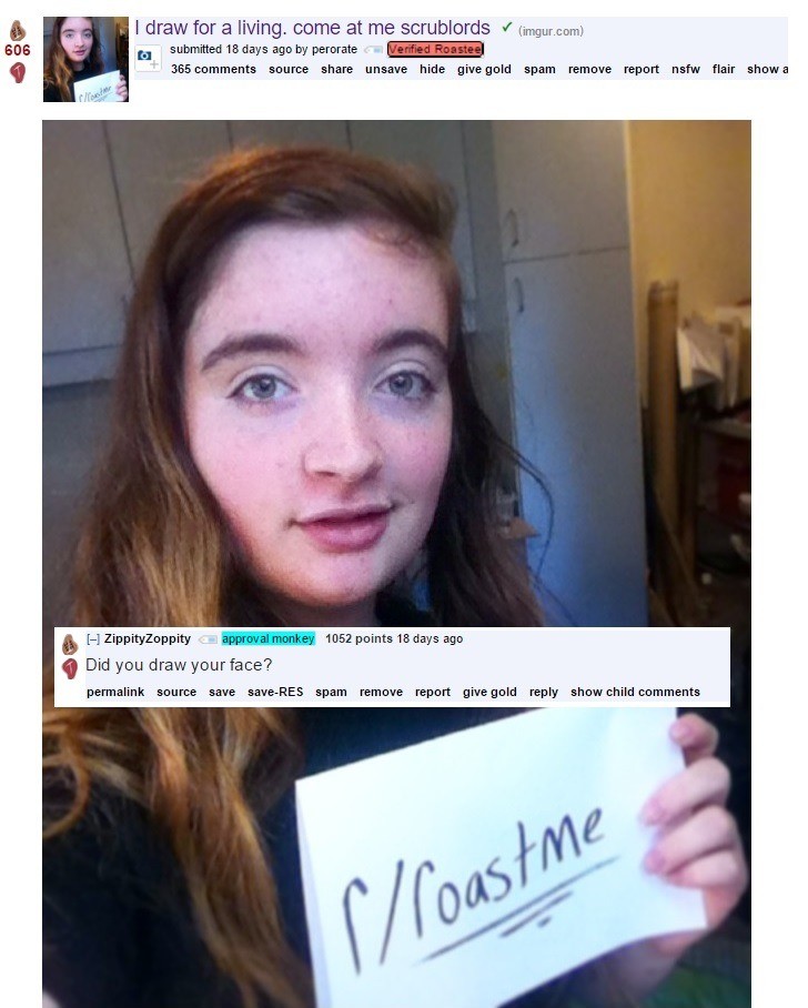 The very brutal and best of roast me pics found on Reddit