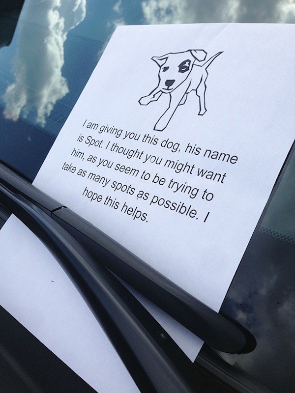 30 funny windshield notes left intentionally for the bad drivers