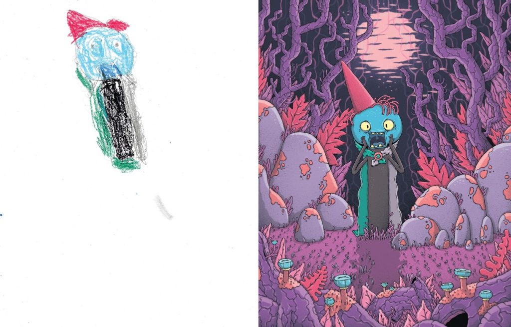 Artist skillfully recreates kids' monster doodles into unique drawings
