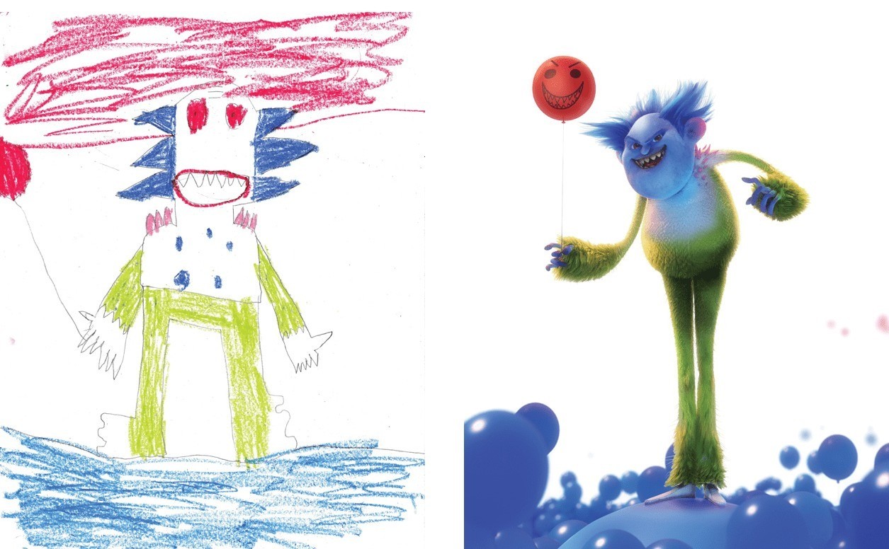 Artist skillfully recreates kids' monster doodles into unique drawings
