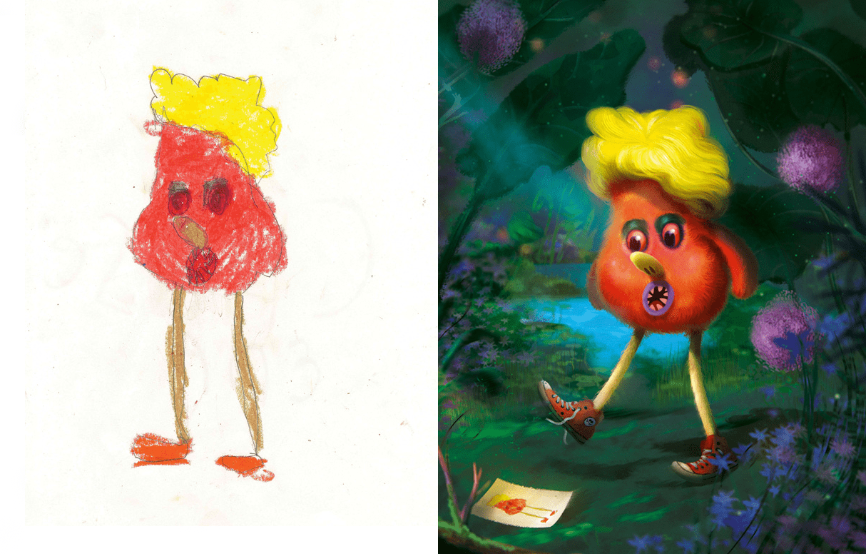 Artist skillfully recreates kids' monster doodles into unique drawings