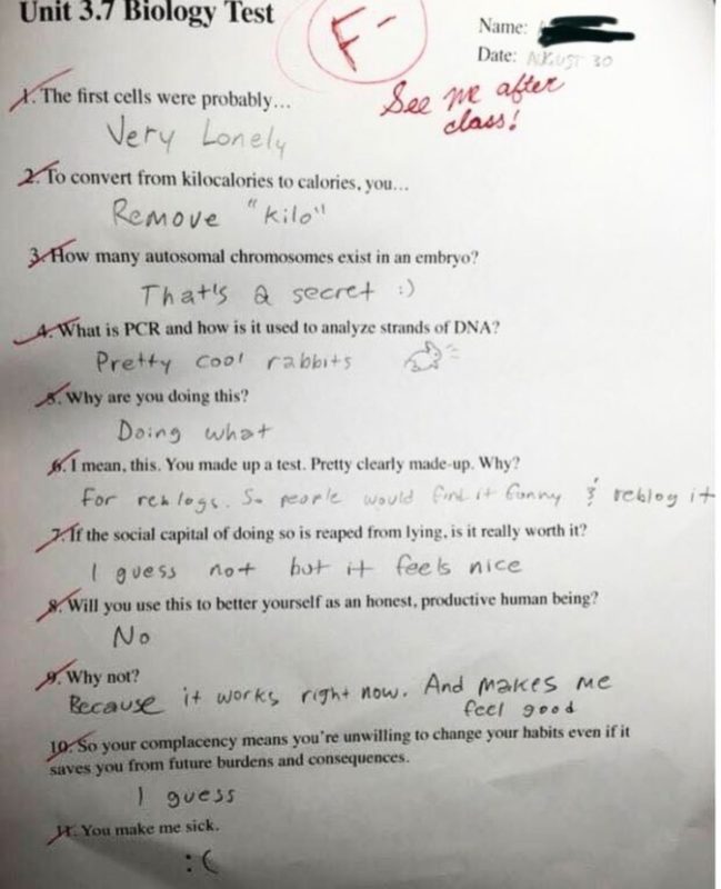 20 funny college test answers which are simply genius